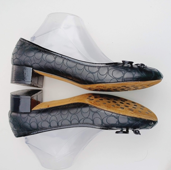 Coach | Shoes | Coach Odette Black Logo Stitching Low Heel Pumps 95 ...